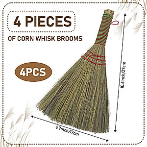 6Pcs 11 Inch Short Handle Whisk Broom Mini Broom Natural Bristles Handle Brush Hand Broom for Multi Surface Sweeping Small Hand Broom Brush for Outdoor Camping Car Porch Debris Dust Dirt
