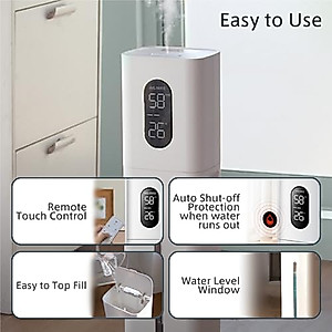 Humidifier Large Room, 2.1Gal/8L Humidifiers for Home, Humidifiers for Bedroom with Essential Oil Diffuser, Top Fill Whole House Cool Mist Humidifiers for Plants Baby Kids Adults Office, White