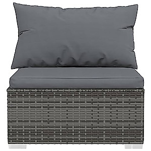 CIADAZ Wicker Patio Furniture 3 Piece with Cushions Gray Poly Rattan Outdoor Patio Furniture Front Porch Furniture Outdoor Patio Set Patio Furniture Sets