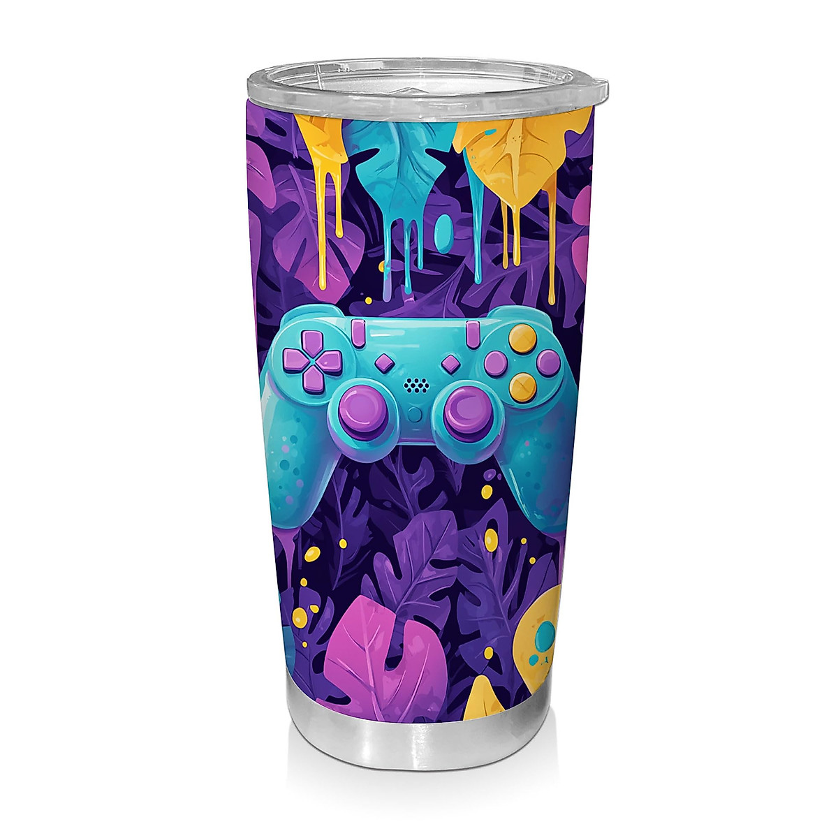 FOCIUZTA 20oz Tumbler with lid, Insulated Cup, Travel Coffee Mug, Ideal for Easter, Gaming Enthusiast, Mother’s Day, Birthday Gifts, Tropical Gaming Design