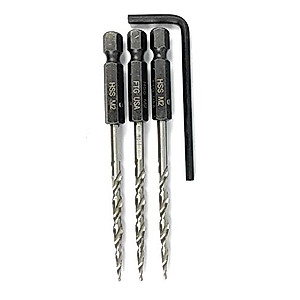 FTG USA Replacement Tapered Countersink Drill Bit Set 3 Pc (#4) 7/64" Countersink Bit Same Size Bit Replacement Only, Countersink Replacement Drill Bit FTG Maximum Torque Wood Bits Secured with Pin