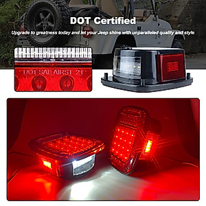 Tail Lights Assembly Replacement for 1979-2006 Wrangler TJ YJ CJ5 CJ7 Red Square Rear Combination Tail Lamps with Passenger and Driver Side Marker Stop Turn Signal Brake Lights DOT Certified, 2Pcs
