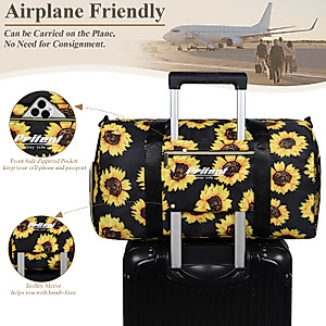 Pritent Gym Bag for Women with Shoe Compartment, Sport Gym Tote Bags Waterproof Travel Duffle Carry on Weekender Overnight Bag for Hospital Yoga Beach Maternity Mommy 20inch Sunflower