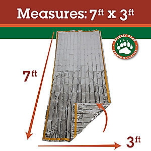 Emergency Thermal Mylar Sleeping Bags - 2 Pack - Ultra Compact for Camping, Survival, Disaster Bivouac Shelter - Pocket Sized, Unfolds to 7ft x 3ft -Retains 90% of Body Heat and Repels Wind and Water