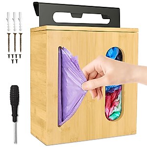 SIRCLES Trash Bag Dispenser Roll Holder - Grocery & Trash Bag Holder & Dispenser Organizer - Garbage Bag Holder with Bracket - Stylish Design - Includes Dispenser, Screws, Anchors & Mini Screwdriver