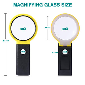 Lnchett Magnifying Glass, 75mm Non-Scratch Quality Glass Lens, Thickened Rubbery Frame, 4.5oz Lightweight, Perfect for Seniors & Kids