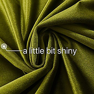 Roslynwood Velvet Curtains 2 Panels Set, Block Light Thermal Insulated Velour Rod Pocket Drapes for Bedroom and Living Room (52 x 96 inch, OliveGreen)