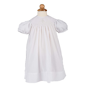 Hand Smocked Baptism Dresses for Baby Girls Christening Dresses for Baby Girl Pearl Cross Bishop Dress Baby Girls' Christening Clothing Baby Girl Baptism Dress with Bonnet White