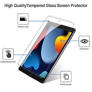 ProCase for iPad 9th Gen 2021/ iPad 8th Ge 2020/ iPad 7th Gen 2019 Case Bundle with 2 Pack Screen Protector for iPad 10.2 9th 2021/ 8th 2020/ 7th 2019