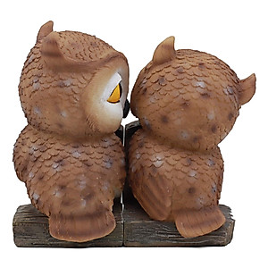 Ebros Romantic Kissing Love Owl Couple Decor Statue 2 Piece Set Decorative Figurine Valentines Birds Pair of Owls Holding Heart Shaped Sign Saying Owlways 4Ever
