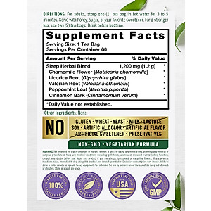 Carlyle Sleep Tea | 60 Tea Bags | Caffeine Free | Herbal Blend | Bedtime Tea | with Valerian Root | Helps Promote Restful Sleep | Vegetarian, Non-GMO, Gluten Free