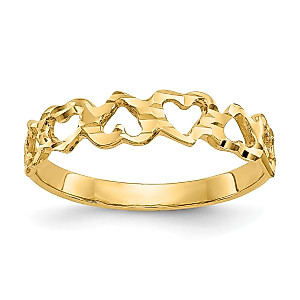 IceCarats 14K Yellow Gold Heart Love Ring Size 6