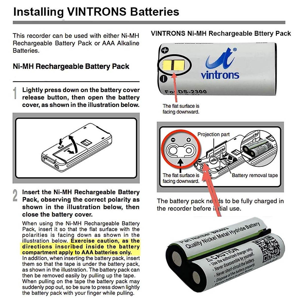 VINTRONS BR-402, BR-403 Battery Replacement for Olympus DS-2300, DS-3300, DS-4000, DS-5000, DS-5000ID, (2.4V, 800mAh, BR-402, BR-403 Battery)