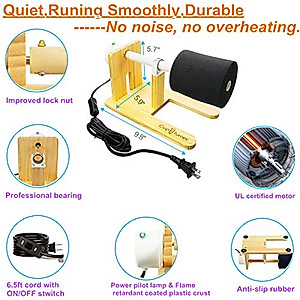 Cup Turner for Crafts Tumbler Cup Spinner Machine Kit,Wood Cuptisserie Turner DIY Glitter Epoxy Tumblers with Silent UL Motor Safety Switch 2 Foams Accessories (Simple)