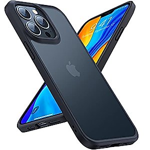 TORRAS Shockproof for iPhone 13 Pro Phone Case, [Military-Grade Drop Tested] Translucent Matte Hard PC Back with Soft Silicone Edge Slim Protective for iPhone 13 Pro Case, Black