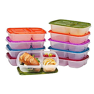 EasyLunchboxes® - Bento Lunch Boxes - Reusable 3-Compartment Food Containers for School, Work, and Travel, Set of 10 (Classic)