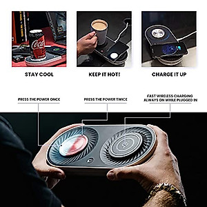 PALTIER Coffee Mug Warmer, Drink Cooler with Wireless Charger for Desk, Cup Warming, Cooling and Phone Charging 3 in 1 for Home Office Gift