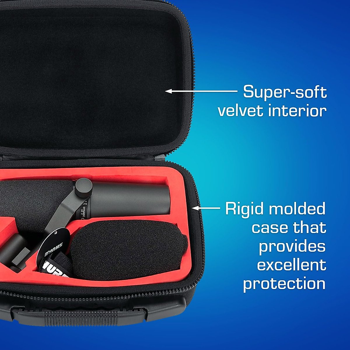 ANALOG CASES Shure SM7B / MV7 Case - Custom-Fitted Compact PULSE Hard Case for Travel