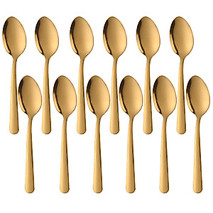 Teaspoons Gold Stainless Steel Dessert Spoons, BUY&USE 12 Pieces 5.9-Inch Coffee Spoons