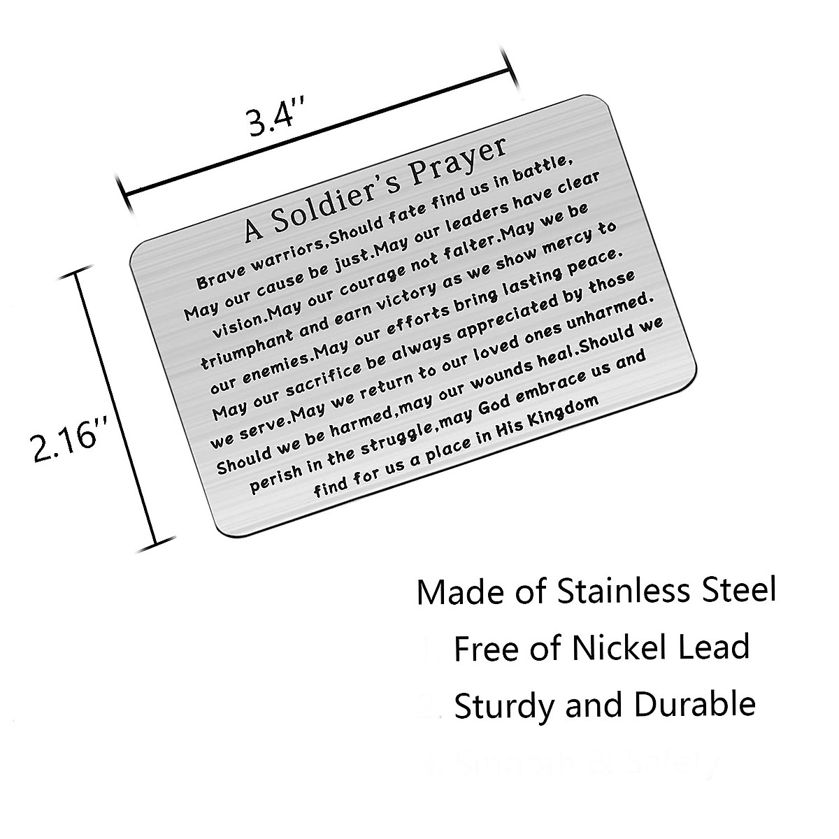 WSNANG Soldier Gifts Metal Wallet Insert Card Soldier’s Prayer Military Deployment Gifts for Army Navy Soldier Gift (Soldier’s Prayer Insert Card)