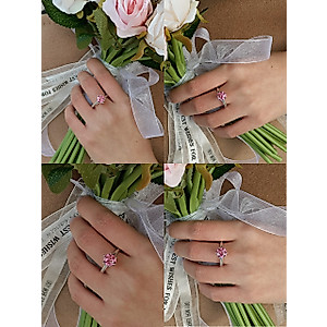 Michooyel 2ct Round Cut Moissanite Engagement Ring for Women Pink Moissanite VVS1 Classic 6 Prongs Setting Solitaire Sterling Silver Women Rings