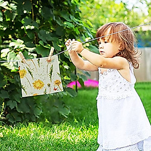 WELLDAY Yellow Dandelion Washcloths, 2 Pack 12 X 12 Inches Cotton Wash Cloths, Highly Absorbent and Soft Face Towels for Bathroom,Gym,Hotel and Spa