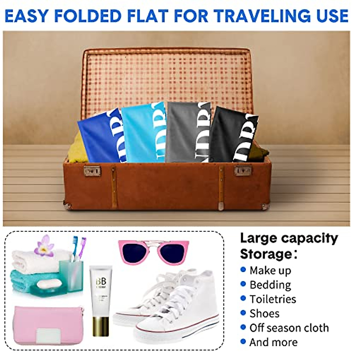 4 Pcs Extra Large XL Travel Laundry Bags 28 x 40 In Machine Washable Dirty Clothes Organizer Travel Accessories Vacation Travel Laundry Kit Easy Fit a Laundry Hamper (Stylish Colors)