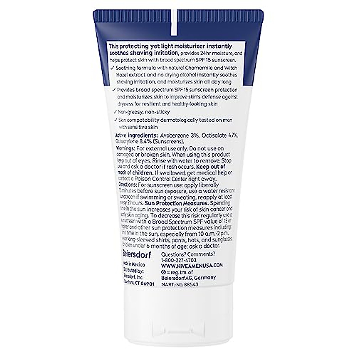 NIVEA MEN Sensitive Face Lotion with SPF 15, Broad Spectrum Sunscreen, 3 Pack of 2.5 Fl Oz Tubes