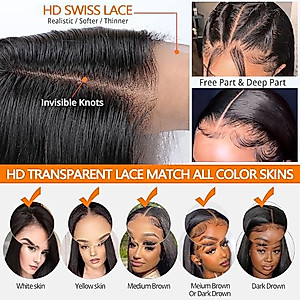 Aligrace 4x4 Bob Wig Human Hair 4x4 HD Lace Front Wigs Human Hair Side Part Frontal Bob Wig, Glueless Short Bob Closure Wigs Human Hair for Black Women Pre Plucked 180 Density 10 Inch