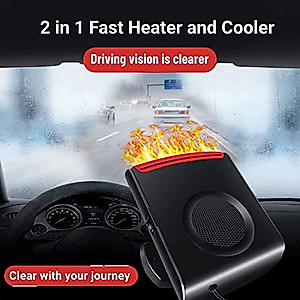 Car Heater,Upgrade Fast Heating Defrost Defogger, 2 in1 Fast Heating or Cooling Fan, Outlet Plug in Cigarette Lighte,12V Automobile Windscreen Fan for All Cars Portable Electronic Car Auto Heater