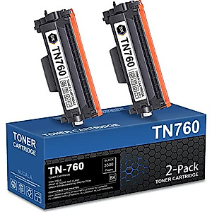 NUCALA TN760 (TN 760) High Yield Toner Cartridge: Replacement for Brother TN760 to uses with DCP-L2550DW MFC-L2750DW HL-L2395DW MFC-L2750DWXL HL-L2370DW/DWXL Printer - 2 Pack Black TN-760 Toner