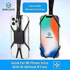 WixGear Magnetic Phone Lanyard Holder, Silicone Cell Phone Lanyard Neck Strap with Magnetic Phone Holder, Neck Phone Holder, Compatible with Most Smartphones