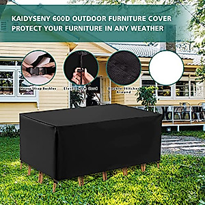 KAIDYSENY Patio Furniture Set Cover - 98"Lx78"Wx32"H Rectangle Outdoor Dining Set Cover for Outside Table and Chairs, Durable 600D Oxford Sectional Sofa Set Covers Waterproof, Anti-UV, Anti-Fading