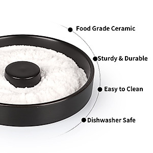 Hewomate Margarita Salt Rimmer, 2 Pack Ceramic Salt Rimmer for Cocktails, Sugar Glass Rimmer for Tajin Seasoning, Home Bar Accessories, Fits Up to 5.5" Wide Glasses, Black