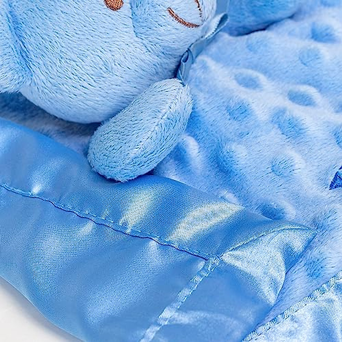 Personalized Baby Lovey with Custom Name - Soft and Snuggly Baby Security Blanket - Blue Teddy Bear Stuffed Animal Security Blankets for Babies 11" - Personalized Baby Gifts for Girl and Boy