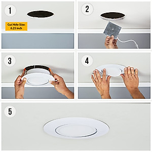 PROCURU [4-Pack] 6-Inch Gimbal Air-Tight LED 2700K-6000K 5CCT Color Selectable, Adjustable, Rotate & Swivel Ultra-Thin Heavy Duty Recessed Ceiling Downlight, Dimmable, IC Rated (VGB65W-4P)