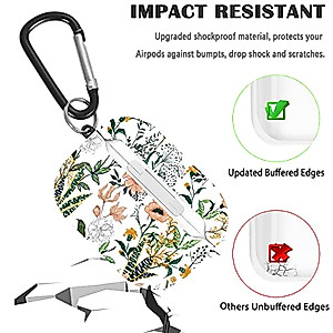 AirPods Pro Case Flower, Olytop Cute Hard Ladybugs Apple Airpods Pro Protective Case Cover Women Shockproof Cover Girls with Keychain for Apple AirPods Pro 2019 Charging Case - Flower/Cactus