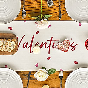 Artoid Mode Rose Vase Valentine's Day Table Runner, Seasonal Kitchen Dining Table Decoration for Indoor Home Party 13x72 Inch