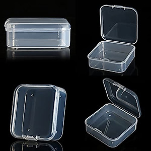 24 Pieces Small Clear Plastic Beads Storage Containers, Storage Box with Hinged Lid for Storing Crafts Jewelry Business Cards Hardware Beads and More