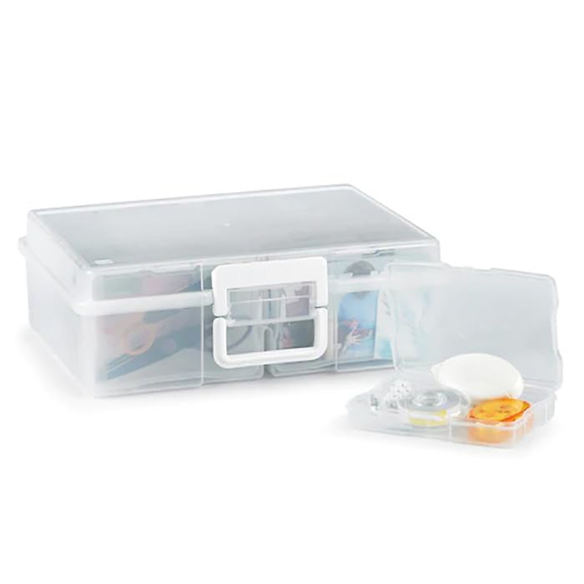 4x6in photo storage box, photo cases and craft keeper with handle,greeting cards organizer kit for Holiday Birthday Get Well Cards Photos, Crafts, Scrapbooking, Paper, Stickers and More(clear)…