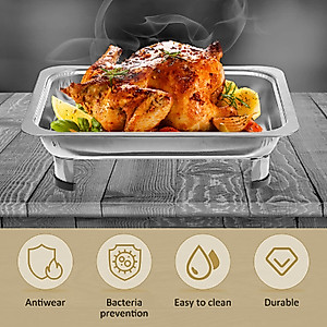 DOITOOL 1 Set Four-Legged Fish Grill Square Buffet Tray Buffet Plate Stainless Steel Food Tray Versatile Food Plate Food Holding Plate Buffet Supply Restaurant Accessory Square Food Plate