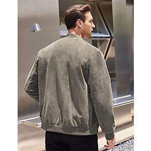 COOFANDY Mens Varsity Bomber Jacket Casual Lightweight Jackets Vintage Suede Coat