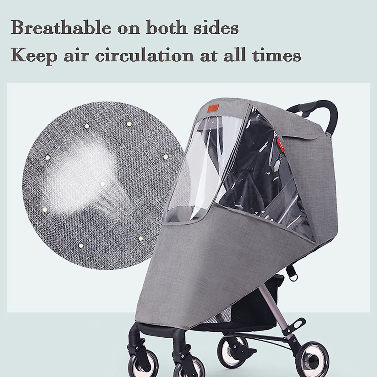 Universal Rain Cover for Baby Stroller Waterproof Windproof Rainy Weather Guard Air Holes Wind Dust Protection Breathable Shield Elastic Band Transparent Accessories with Storage Pocket