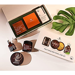 MIZON Multifunction Total Care Set Skincare routine with 24K Gold Snail Eye Patches (30 pairs) All in One Snail Repair Cream (2.53Fl Oz) and Snail Repair Intensive Ampoule (1.01Fl Oz)