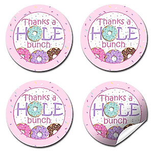 Donut Grow Up Themed Birthday Thank You Sticker Labels for Girls, 40 2" Party Circle Stickers by AmandaCreation, Great for Party Favors, Envelope Seals & Goodie Bags