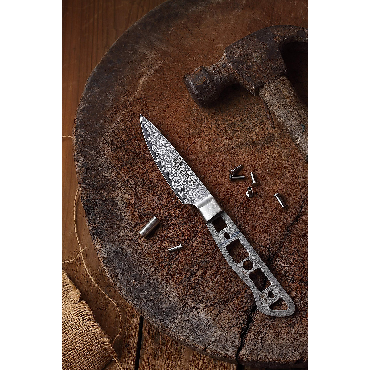 KATSURA Woodworking Project Kit – Paring Knife Blank – 3.5 Inch – Japanese Premium AUS 10, 67 Layers Damascus Steel