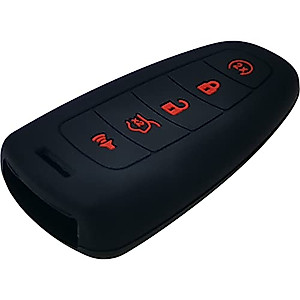 2Pcs Silicone 5 Buttons Key Fob Cover Remote Case Keyless Protector Compatible with Ford C-Max Edge Escape Expedition Explorer Flex Focus Taurus Lincoln MKS MKT MKX Navigator (Black)