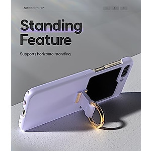 GOOSPERY Goosepry Ring Holder Case Compatible with Galaxy Z Flip 5 Case, Slim Thin Solid Pastel Sturdy Hard PC for Extra Protection Case for Z Filp5 5G 2023, Lilac Purple