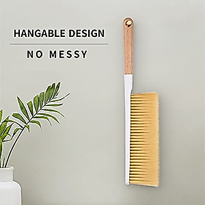 Kpoooku Hand Broom Cleaning Brushes- Soft Counter Duster Furniture Dusters Brush with Long Wooden Handle Household Dusting Tool (1