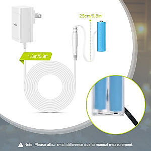 Lenink AC Power Supply Adapter for AA Battery, Replace 2 AA Battery for Led Lights, Decorations (White, 1.8m/5.9ft)